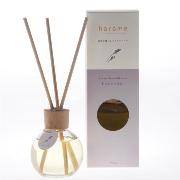 【harome ハローム アロマリードディフューザー ラベンダー 自然を感じるおうちのアロマ。天然精油を使ったナチュラルな香り。スティックには環境にやさしい国産の杉間伐材を使用。太めの杉スティックにすることで、しっかりと香りが広がるようにし...