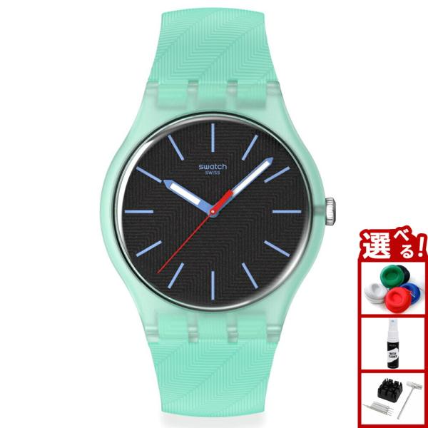 【swatch スウォッチ 腕時計 メンズ レディース オリジナルズ ニュージェント バイオソース ORIGINALS NEW GENT BIOSOURCED HINT OF MINT SO29L103 ライトブループリントのインデックス、...