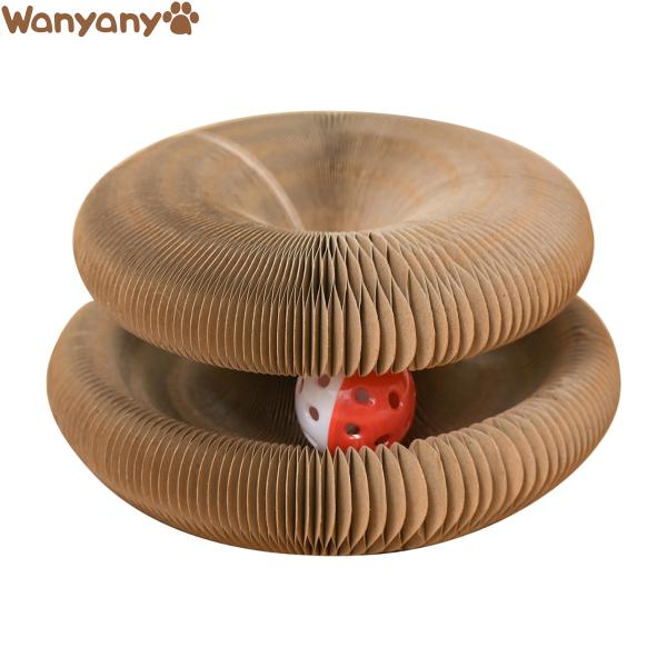 倍々+5倍！最大ポイント26倍！本日限定！【Wanyanya わにゃにゃ ドーナツ型爪とぎ アコーディオンのように伸び縮みできるユニークな構造が特徴の猫ちゃん専用のおもちゃです。遊びながら爪のお手入れもできちゃいます。カタチがすぐ変わり、猫...