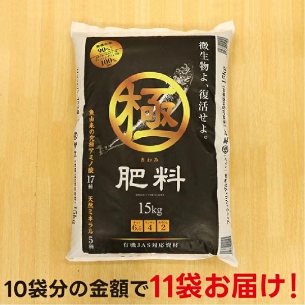 商品名：極肥料(6.5-4-2) 15kg×11袋こちらの商品は、10袋の料金で11袋をお届けします。※こちらの商品の特長速効性のあるワンサイズアップ追肥！(6.5-4-2)魚由来のアミノ酸が17種類強い生育促進と驚異の根張りを実現天候不順...