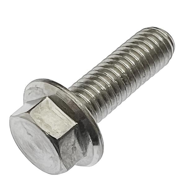 サイズ：太さ M8、ピッチ1.25、長さ25mm、六角二面幅 12mm、頭高7.5mm、フランジ径17mm素材：ステンレス入数：2個特徴：つや出し研磨加工とフランジ部にテーパー加工を施した、光沢感のあるオリジナルボルト。フランジ部分が母材へ...