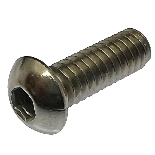 サイズ：太さ UNC 1/4-20山(約6.3mm)、長さ3/4インチ(19.0mm)、頭幅 11mm、頭高さ 3.3mm、全ねじタイプレンチサイズ：5/32素材：ステンレス入数：1個特徴：丸みを帯びた頭部形状のボタンキャップは、通常のキャ...