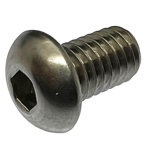 サイズ：太さ UNC 3/8-16山(約9.5mm)、長さ5/8インチ(15.6mm)、頭幅 16.6mm、頭高さ 5.0mm、全ねじタイプレンチサイズ：7/32素材：ステンレス入数：1個特徴：丸みを帯びた頭部形状のボタンキャップは、通常の...