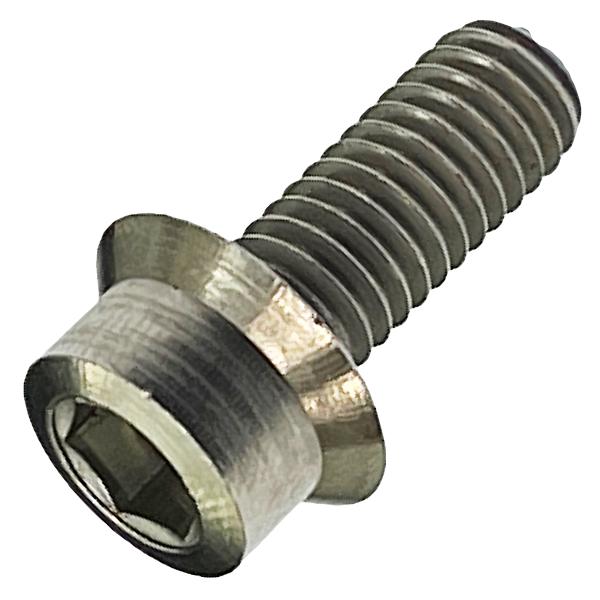 サイズ：太さM6-ピッチ1.0mm、長さ15mm、頭径9mm、頭高6mm、フランジ径12.2mm、レンチサイズ5mm素材：ステンレス入数：2個特徴：通常のキャップボルトに比べてフランジ部が緩み止め効果を発揮します。バイクの輝きUPに貢献します。