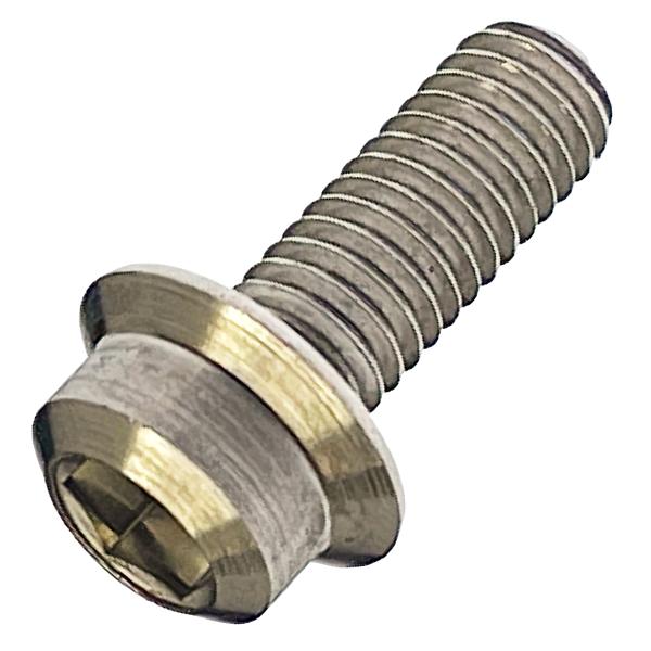 サイズ：太さM6-ピッチ1.0mm、長さ16mm、頭径9mm、頭高6mm、フランジ径12.2mm、レンチサイズ5mm素材：ステンレス入数：2個特徴：通常のキャップボルトに比べてフランジ部が緩み止め効果を発揮します。バイクの輝きUPに貢献します。