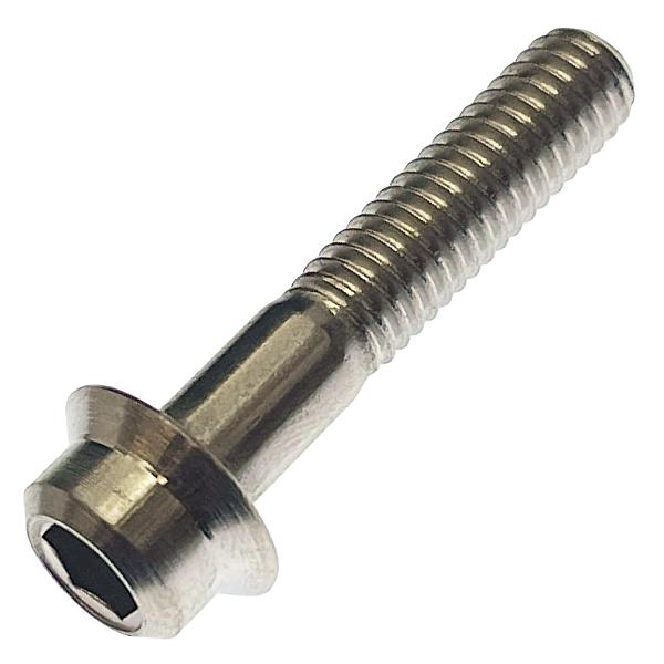 サイズ：太さM6-ピッチ1.0mm、長さ30mm(ネジ部18mm)、頭径9mm、頭高6mm、フランジ径12.2mm、レンチサイズ5mm素材：ステンレス入数：2個特徴：通常のキャップボルトに比べてフランジ部が緩み止め効果を発揮します。バイクの...