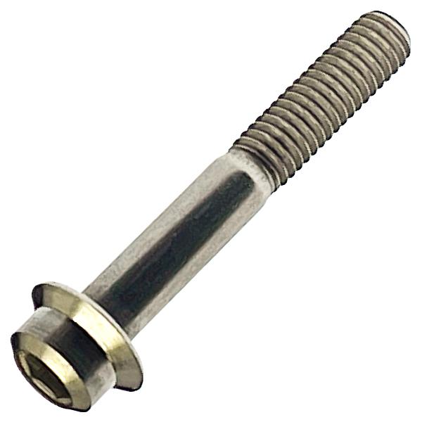 サイズ：太さM6-ピッチ1.0mm、長さ35mm(ネジ部18mm)、頭径9mm、頭高6mm、フランジ径12.2mm、レンチサイズ5mm素材：ステンレス入数：2個特徴：通常のキャップボルトに比べてフランジ部が緩み止め効果を発揮します。バイクの...