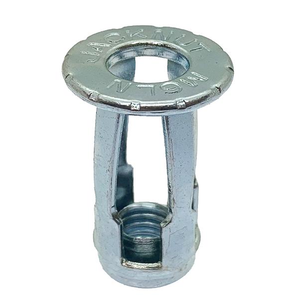 サイズ：メネジ部 M6 ピッチ1.0mm、頭部径23.3mm、成型前（全長18.6mm、埋め込み部径11.1mm）、頭部厚1.8mm・推奨締結板厚4.7-9.5mm・加工物下穴径11.0-11.5mm ・締付けトルク3.60（鉄板ボルト締付...