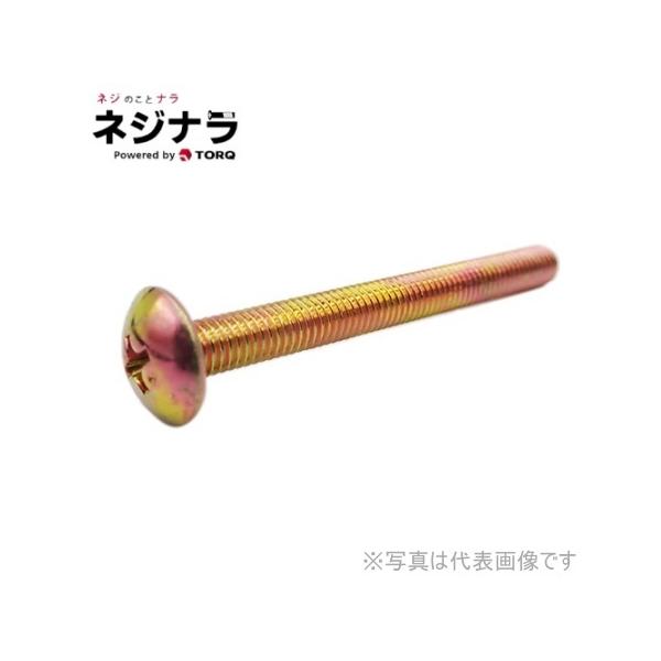 球体を切ったような頭部形状の十字穴付き小ねじです。他の小ねじに比べて頭部外径が大きいため、部材との接地面積も大きくなります。