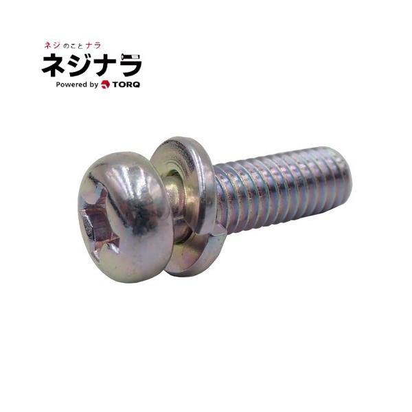 座金組み込みのセムスねじです。十字穴付きのナベ小ねじとスプリングワッシャーが一体になっています。