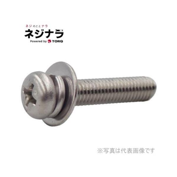 座金組み込みのセムスねじです。十字穴付きのナベ小ねじに、JISの丸座とスプリングワッシャーが一体になっています。