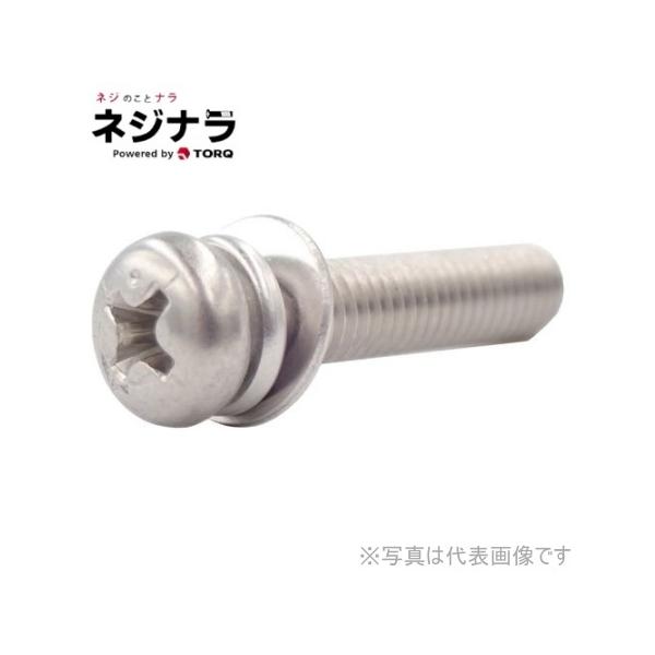 座金組み込みのセムスねじです。十字穴付きのナベ小ねじに、JISの小形丸座とスプリングワッシャーが一体になっています。