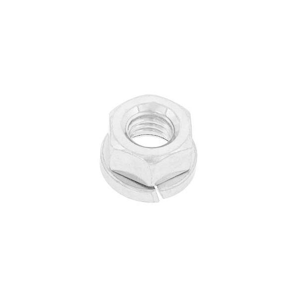 形状　●ナットにスプリングワッシャーをカシめて、一体化した物です。　　特徴　●スプリングワッシャーの弾性によって、ゆるみ止め効果が発生します。　●スプリングワッシャーの組み忘れ、落とし込みがありません。　●オールメタルなので耐熱性に優れています。