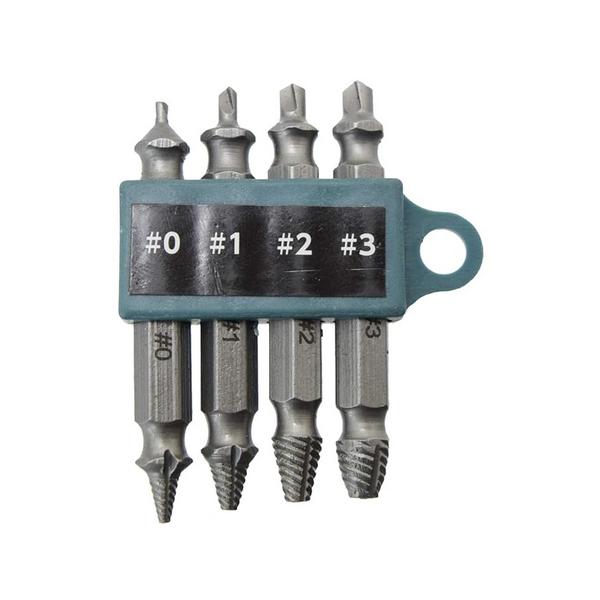 ●特徴簡単2ステップ！●付属品・セット内容・＃0(適応ねじの目安Φ2〜3mm)×1本 ・＃1(適応ねじの目安Φ3〜5mm)×1本 ・＃2(適応ねじの目安Φ4〜8mm)×1本 ・＃3(適応ねじの目安Φ5〜10mm)×1本●仕様材質：ハイス鋼