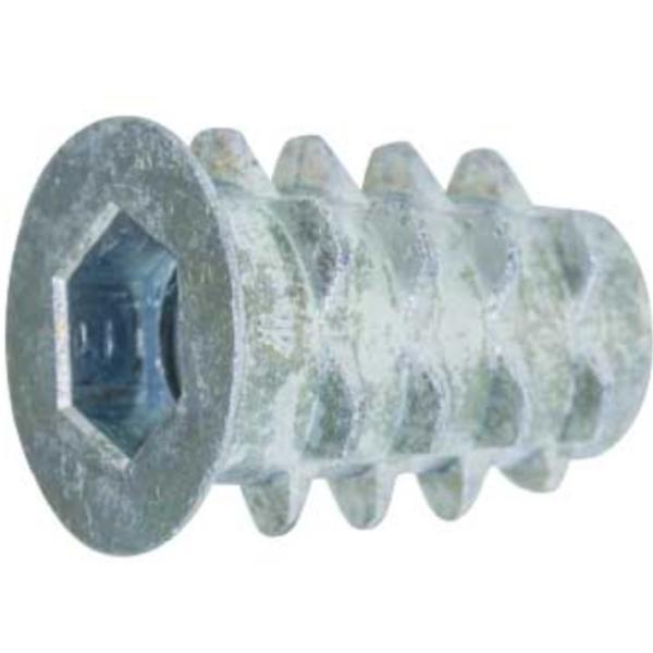 鬼目ナット　Dタイプ　M10X13 　　ねじ込み式フランジ付下穴径φ13〜13.3　亜鉛ダイキャスト＋三価クロメート品　　木工用埋め込みナット●部品強度が弱く、雌ネジを作れない部分に挿入して使用します。●挿入方法は、ネジ込み式です。*発注単...