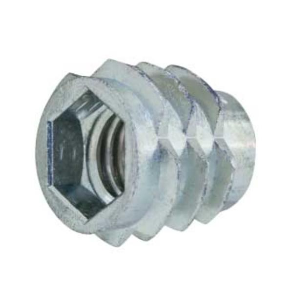 鬼目ナット　Eタイプ　M4X10　　ねじ込式ストレート　下穴径φ5.7〜6　亜鉛ダイキャスト＋三価クロメート品