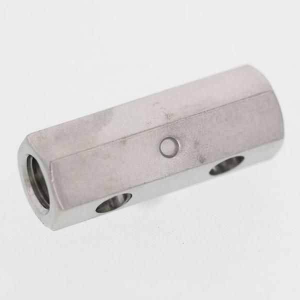 W3/8X14X40　穴/ポンチ付高ナット　ユニクロメッキ窓/ポンチ付き高ナット全ネジのジョイントなどに！窓付で目視できるから締め込みが確実！入れすぎを防ぐポンチ（ストッパー）付！細身の平径14タイプです。*発注単位に関する注意*当コーナー...