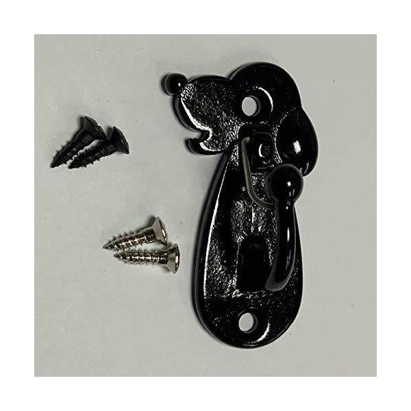ひめじやわんこフック WAN-1BL(ブラック) 取付用ネジセット品(茶色本体＋黒色＆銀色の取付ネジ各2本付)お部屋や玄関先のインテリアにもなるカワイイデザインのワンちゃん用フックです。省スペース設計でお部屋の壁に簡単に設置できます。お散歩...