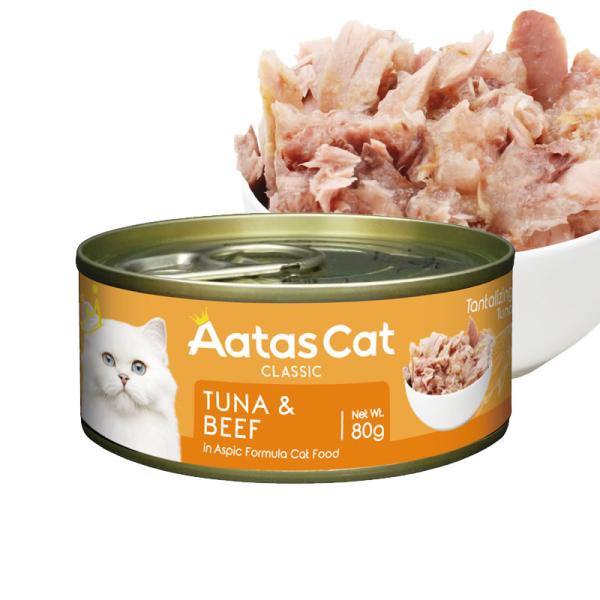 うま味あふれる煮こごり（アスピック）でジューシーに調理したツナの缶詰です。愛猫のニーズにあわせて選べる美味しいトッピングをプラスしたフレーバーを揃えています。トッピングは控えめです。・一般食 ・オールステージで全ての猫種向きです。・グレイン...