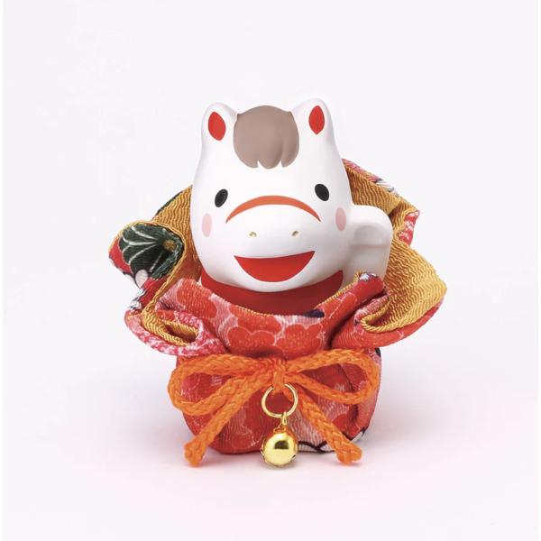 招福吉祥の馬の置物●材質：陶器　●寸法：高さ7×横巾5.5×奥行4.5cm●重さ: 箱含75g●生産：薬師窯