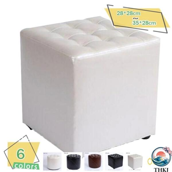 メイン素材：木、PUレザー◆【サイズ】：約28*28cm 35*28cm；　  ◆耐荷重：約150kg；◆材質：【PVC】合成皮革；【ファブリック】ポリエステル；◆構造部材：天然木、ウレタンフォーム；★四角の可愛らしいスツール。玄関やリビン...
