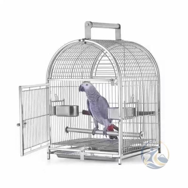 【鳥小屋の素材】鳥小屋絶妙な職人技が施されたステンレススチール製。錆びず、耐食性があり、お手入れが簡単です。底部には引き出し式シャーシがあり、掃除や給餌の際にスムーズに引き出すことができます。【ペットバードケージ仕様】ペットバードケージサイ...