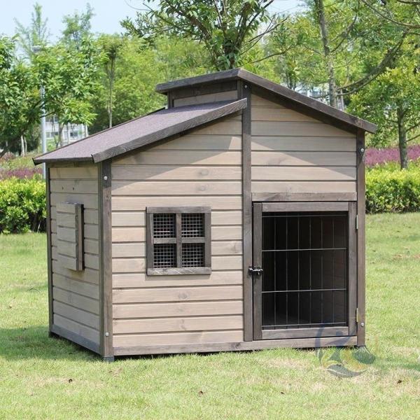 無垢材の犬小屋 屋外の木造犬小屋 大型犬小屋 屋外防水犬小屋