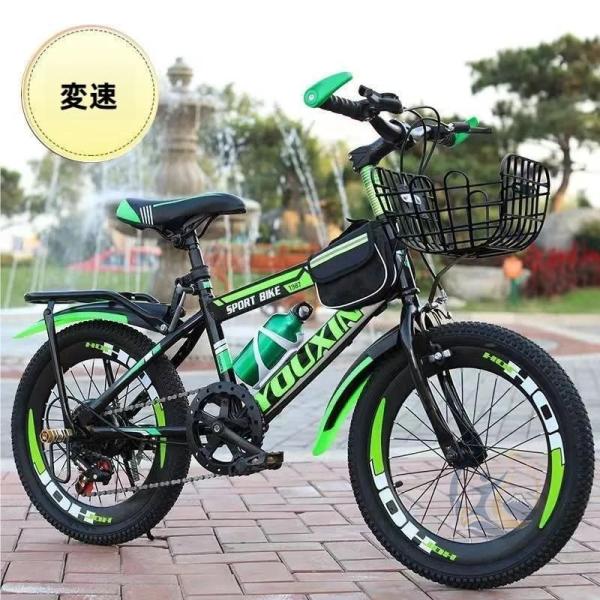 子供用自転車調節可能なシート 18/20/22/24 インチ 男の子女の子 キッズバイクスポーツ カゴ付き 付きキック スタンド ハンド ブレーキ バスケット フェンダー
