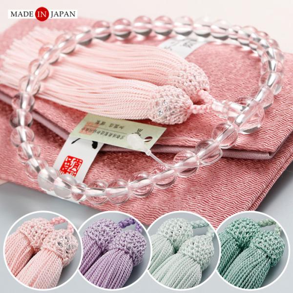 すべての宗派のお客様にお使い頂ける女性用のお数珠でございます。素材は、濁りのない、表面の艶が美しい本水晶でございます。細かい部分ですが、お数珠にとって大切な親玉は、通常よりも大きな約12ミリの親玉を使用させて頂きました。大きな親玉を使用する...