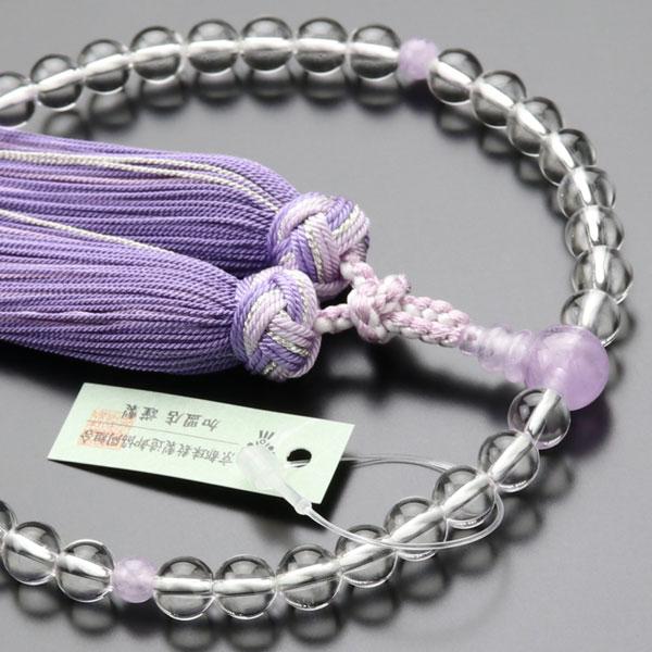 すべての宗派のお客様にお使い頂ける女性用のお数珠でございます。素材は、濁りのない、表面の艶が美しい本水晶でございます。アクセントには、藤雲石を使用しております。房は、デザイン性の高い人気の銀花かがり房を採用いたしました。上品でお洒落な仕上が...