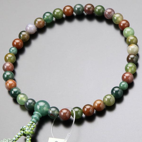 すべての宗派のお客様にお使い頂ける女性用のお数珠でございます。素材は、五色瑪瑙（ごしきめのう）でございます。五色瑪瑙は、さまざまな色合いの瑪瑙を組み合わせており、単色ではないため、ひと玉ひと玉の色合いの違いが魅力でございます。また、主玉サイ...