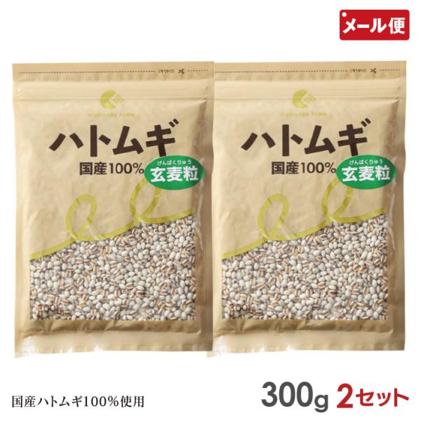 【メール便送料無料】 ハトムギ一筋 創業50年以上の安心感 国産ハトムギ100％ 使用 生のハトムギ粒 つぶ げんばくりゅう 麦ごはん 無添加 自社製造 安心 美容 健康食品ハトムギ玄麦粒 300g×2セット 国定農産 はと麦 国産 はとむ...