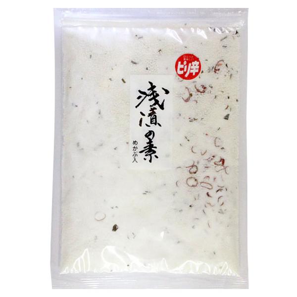 【メール便送料無料】〜野菜に混ぜて一晩ねかせるだけ 本格的な浅漬け〜 漬物 つけもの 塩 野菜サラダ お鍋の味つけ 塩鍋 調味料 雌株入り浅漬けの素（ピリ辛）特大 400g ワタエー 一夜漬け めかぶ入り○関連ワード浅漬の素 辛 漬物 粉 ...