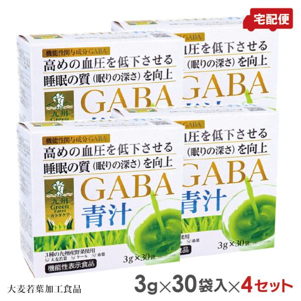 【送料無料】3種の九州産野菜 大麦若葉 ケール 桑葉 使用 大麦由来 GABA 配合 3箱セット 3セット4個セット 新日配薬品 九州Green Farm カラダケア GABA青汁 機能性表示食品 3g×30袋入×4【関連ワード】新日配薬品...