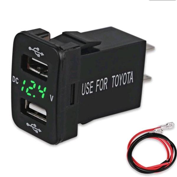 【商品名】　Eight Flowerトヨタ A タイプ 専用 ダイハツ 車用 電圧計付き 急速 4.2A 2連式 USB ポート グリーン 液晶★★ラッピングについて★★当店ではラッピングは承っておりません。ご了承くださいませ。★★サイズ・...