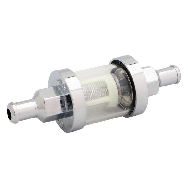 ・メーカー：NEO FACTORY(ネオファクトリー)・メーカー品番：000294・OEM：-・適合車種：-・色：クローム・素材：スチール＆ガラス・サイズ：5/16インチ(約7.9mm)・内容物：フューエルフィルター×1個