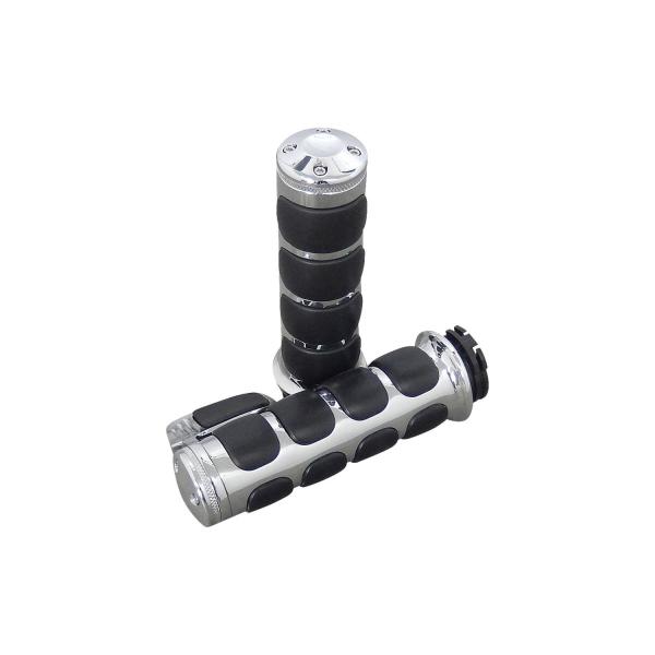 ・メーカー：kuryakyn(クリアキン)・メーカー品番：kur6342・OEM：-・適合車種：1982年〜2021年ケーブルスロットルモデル(ストリートモデルは除く)・色：クローム/ラバー・素材：アルミ・サイズ：-・内容物：左右セット