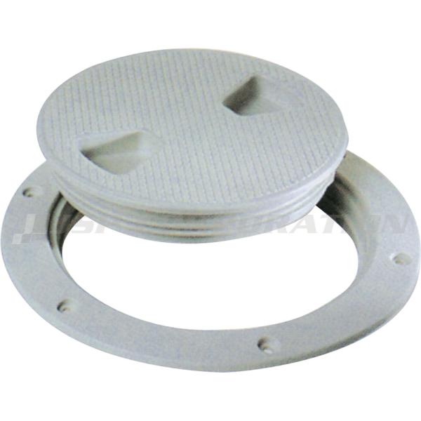 ■内径：165mm　■フランジ外寸：208mm●フタの開閉はスクリュ―式です。キャップ上面に滑り止めのパターンが刻まれています。