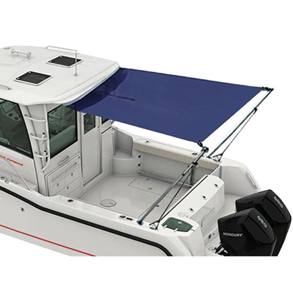■サイズ(A)(mm)：1800　■サイズ(B)(mm)：1500■サイズ(C)(mm)：1200■カラー：ブルー■材質：ステンレス/樹脂/布(ポリエステル)●トップ艇の船尾に簡単に日除けスペースを追加できるシェードが登場！！各メーカーのハ...