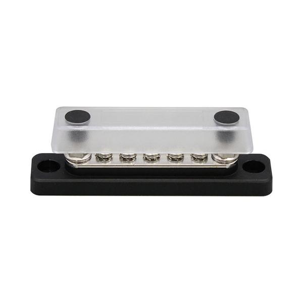 ■サイズ：107x23x34mm■重量：65g■定格電圧：48V DC（最大）■最大電流：100Aまで■ポジション数/5■スタッド数：2 ■スタッドネジ規格：M5■ポジションネジ規格：M4■取付ネジ穴間隔：90.5mm■取付ネジ穴径：5.4...