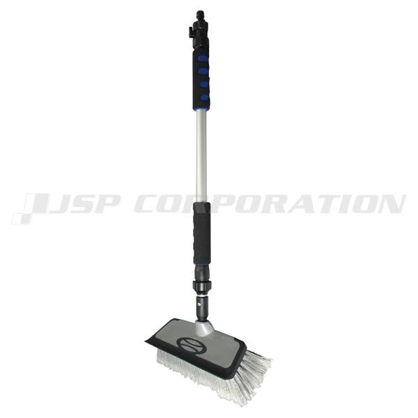 ■材質(ブラシ/ヘッド/柄)：PVC/PP/アルミ■サイズ(cm)：(ヘッド)W27×D10×H7.5、(柄長)64〜103■重量(g)：(柄)245、(ヘッド)360、(フック)90●ヘッド部が取り替えられるデッキブラシです。●ボートフッ...