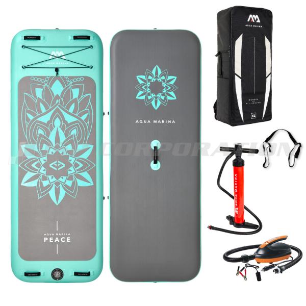 ◆佐川急便発送◆外部倉庫発送■長さ：250cm■幅：90cm■厚み：15cm■容量：340L■本体重量：9.1kg■最大積載量：150kg■最大空気圧：15psi■セット内容：本体、ハンドポンプ、バッグ、ボードストラップ、電動ポンプ●AQU...