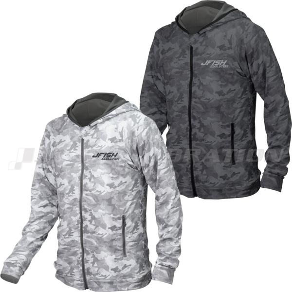 ■カラー：カモ、ディープカモ■サイズ：M,L,XL■素材：ポリエステル88％、ポリウレタン12％●フロントジップのラッシュパーカーが2タイプ登場。●紫外線防止素材の採用で強い日差しやケガから素肌を保護します。