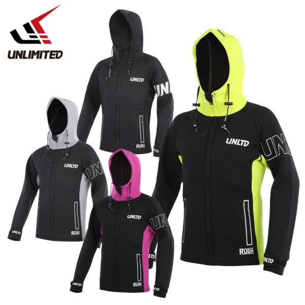 ■素材：2.5mmフレックスネオプレン■サイズ：S、M、L、XL、XXL■カラー：アッシュホワイト、ブラック、イエロー、ダズルピンク●スタイルと機能性を兼ね備えた マリンコート ●シーズンを重ねて愛されてきたUNLIMITEDマリンコートが...