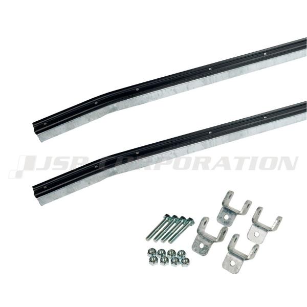 ◆メーカー直送品　※代引不可◆返品・キャンセル不可■キット内容：スチールバンク2000mm（汎用：取付ブラケットなし）×2、スチールバンク取付ブラケット（取付ボルト付）×4【汎用スチールバンク取付手順】1：既存のウッドバンクをトレーラーから...