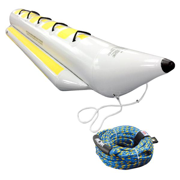 ◆外部倉庫発送■サイズ：全長5.18m×全幅1.2m■重さ：26.5kg■付属品：フットポンプ1個、バルブアダプター1個、補修キット■材質：PVC/TX■生地厚み：0.9mm●一般的なバナナボートよりも厚い1100デシテックス（0.9mm）...
