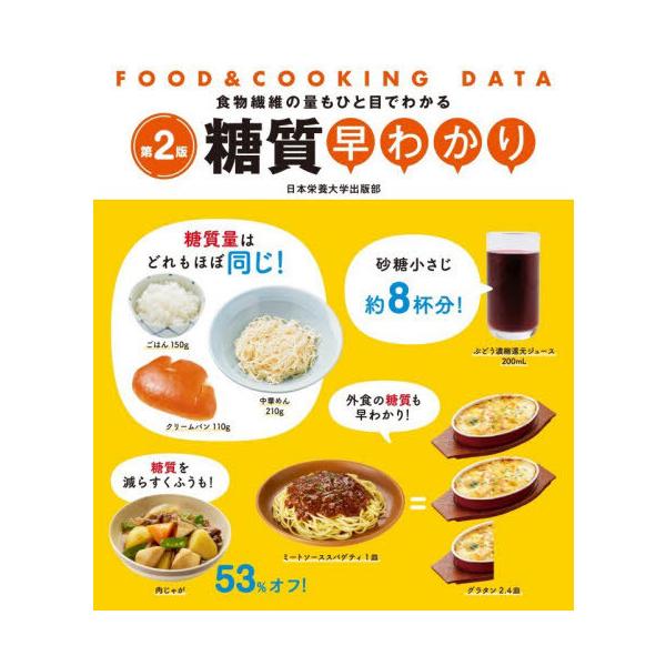 【発売日：2026年07月10日】牧野直子/監修・データ作成 清水加奈子/監修・データ作成 日本栄養大学出版部/編/糖質早わかり 食物繊維の量もひと目でわかる (FOOD &amp; COOKING DATA)、メディア：BOOK、発売日：...