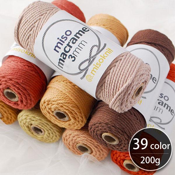 【 お取り寄せ 】( 毛糸 ) ミソ マクラメ 3mm   Miso Macrame 3mm │ 200g  39色※メール便規格外の為、宅急便のみの受付となります。■ 重さ：  200ｇ（±15gぐらい誤差がございます。）■ 糸の太さ： ...