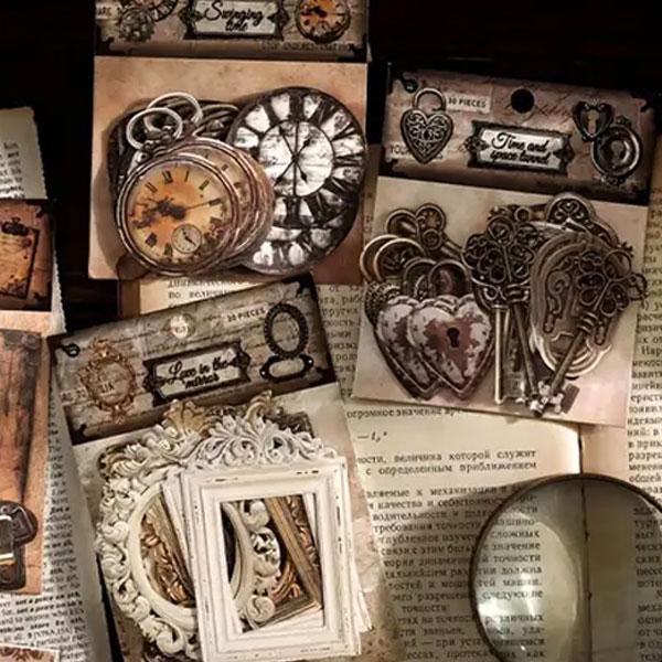 ( ステッカー ) レトロペーパーステッカー 15枚 │ 3 type  【 商用利用可 】メール便（ゆうパケット）なら10個まで可能 +素材 :  ペーパー+入数 :  15枚セットダイアリーやアルバム、スマホケース、カップなどに貼って、...