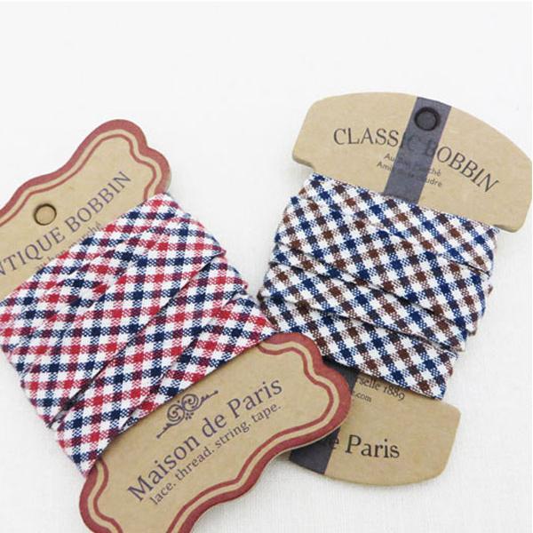 ( バイアステープ )フレンチチェックバイアス +販売サイズ：1cm × 90cm+素材：コットン100％※2016年2月 新色ブラウン系発売スタート！このバイアス、本当に可愛いくておススメです！